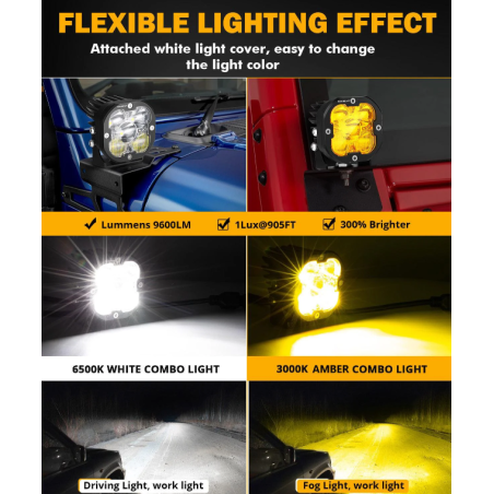 XP-ULTRA Series 3 Inch 80W Combo Beam LED Pods Amber&White Offroad Lights